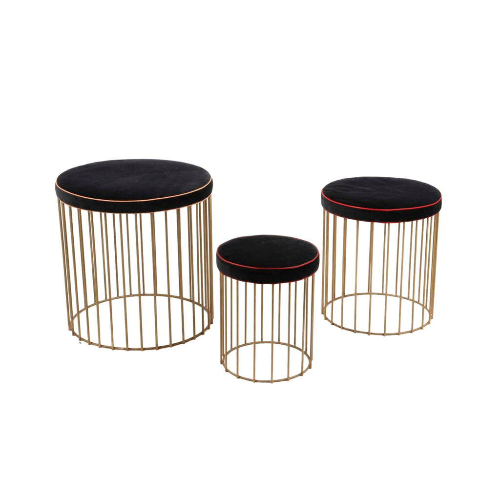 Cage set of three brass stool – ilbronzetto