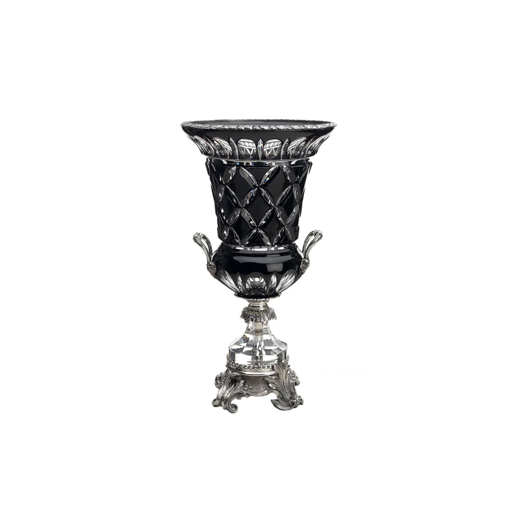 Reggia black and clear crystal medici vase with handles – ilbronzetto